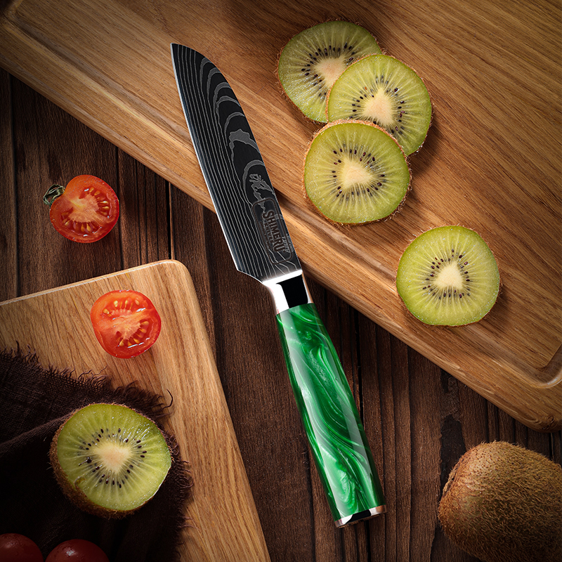 Kitakami 北上川 Damascus Pattern Stainless Steel Kitchen 8 Knife Set ...